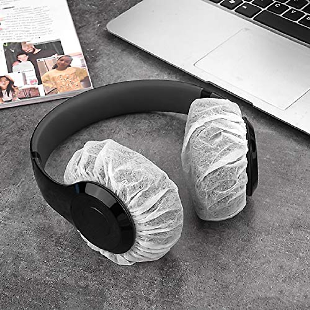 Healifty Headphone Covers 50pairs Sleeve Disposable Ear Most Stretchy Woven Nonwoven Headphones for Non- on Fit White Earpad Sweatproof Cover, Protector Earpads Covers Headphone of