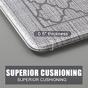 WEZVIX Kitchen Mat Anti Fatigue Kitchen Rug Non-Skid, 1/2Inch Waterproof Standing Mat [2 PCS], Cushioned Kitchen Mats and Rugs, Comfort Floor Mats for Home, Office, Sink, Laundry - Grey and Grey…