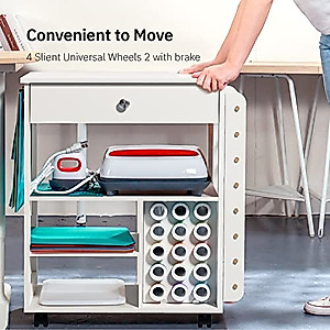 Crafit Organization and Storage Cart Compatible with Cricut Machine, Rolling Craft Storage Organizer with Vinyl Roll Holder, Crafting Cabinet Table Workstation for Craft Room Home - Patent Protected