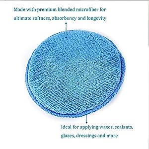 Microfiber Applicator Pad, 20 Pack 5 Inch Blue Ultra-Soft Car Wax Applicator Pad Use for Detailing, Waxing, Dust Removing and Polishing Vehicles, Foam Auto Wax Applicator Pad