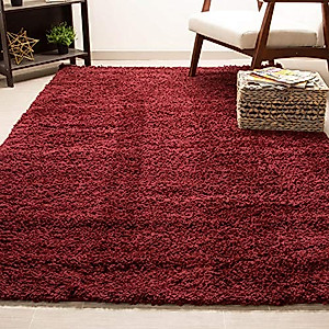 Super Area Rugs Fluffy & Soft Fiber Shag Rug Perfect for Living Rooms, Dining Rooms and Home Decor, Cranberry Red, 4' X 6' Rectangle