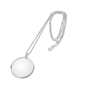 Hanging Magnifier, Portable 5X Magnifier Monocle Lens with Hanging Necklace for Reading Crafts Needlework Jewelry Hobbies(Silver)