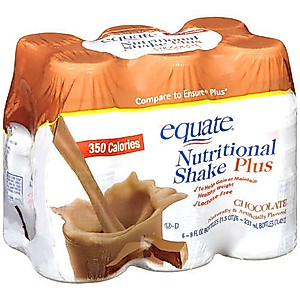 Equate Chocolate Nutritional Shake Plus, 350 Calories, 6 Shakes, 1.5-quart Box (Pack of 2)