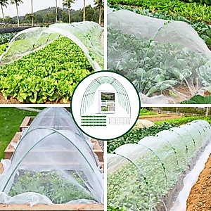 Kesfitt Garden Netting Kit,10x33FT Ultra Fine Mesh Bird Netting for Garden Protection with 10PCS Hoops & 15PCS Stakes & 36PCS Clips,Insect Netting Pest Barrier Row Cover for Vegetable Fruits Flowers