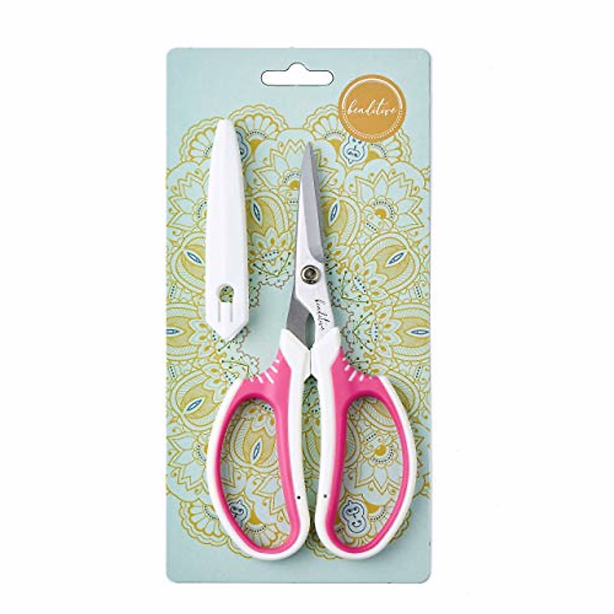 Beaditive Multipurpose Craft Scissors - High-Leverage with Sharp Carbon Steel Blades - Ergonomic Sewing Scissors for Heavy Duty Projects - Office, Scrapbook, Leather Scissors