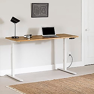 South Shore Ezra Adjustable Height Standing Desk, Nordik Oak and White