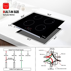 GASLAND Chef Induction Cooktop 30 Inch, Built-in Electric Cooktop 4 Burners Electric Stove Top, Sensor Control Induction Hob with Child Safety Lock and Timer 240V