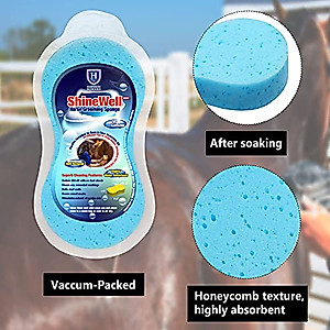 Harrison Howard ShineWell 3PCS Horse Groomer Sponges Dry & Wet Use Horse Massager Grooming Brush-away Mud Dirt Sweat Marking