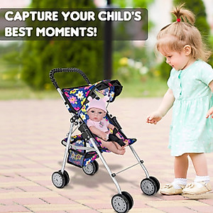 fash n kolor Doll 3 Piece Play Set Baby Doll Accessories - includes, 1 Pack N Play. 2 Doll Stroller. 3 Doll High Chair. Fits Up to 18'' Doll (Flower)