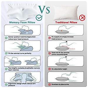 TailsUp Cervical Neck Pillow, Neck Pillows for Pain Relief, Orthopedic for Sleeping with Cooling Pillowcase, Bed Support for Side, Back, Stomach Sleeper