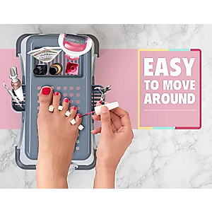 Skywin Shower Shaving Foot Rest - Plastic Shower Stool for Shaving Legs, 3 Pockets Hold Shaving Essentials, 9.27 x 7 x 10 inches (Grey)