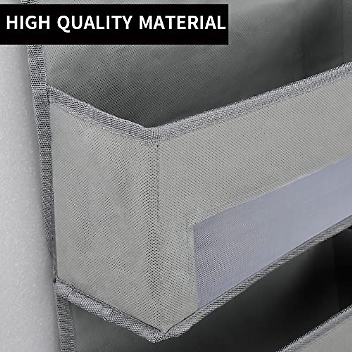 FGSAEOR 5-Shelf Over The Door Hanging Organizer, Closet Organizers and Wall Mount Storage with Clear PVC Window Pocket & 2 Hooks for Nursery Closet Storage, Pantry, Bedroom, Baby Diapers (1Pack-Grey)