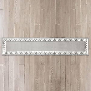 Nautica – Runner Rug | Indoor Runners for Hallways and Entry Rugs| Non-Slip and Non-Skid Entry and Kitchen Door Mat| Machine Washable Entryway Carpet Rugs | 30" x 120"| Trellis Light Grey