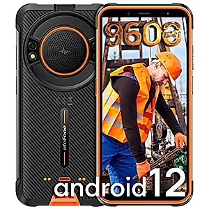 Ulefone Rugged Smartphone, Power Armor 16 Pro 122dB Loud Speaker, IP68/IP69K, 9600mAh, Octa-core Android 12 4GB + 64GB, 16MP Dual Camera, Built-in Glare Flashlight, Fingerprint ID, NFC Orange