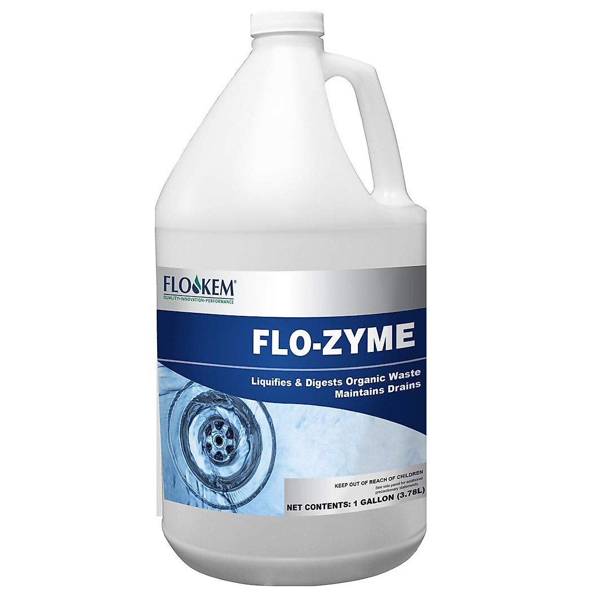 Flo-Kem 5195 Flo-Zyme Commercial Bio-Enzyme Drain Opener/Deoderizer with Pleasant Scent, 1 Gallon Bottle, Milky White