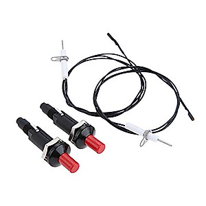 DRELD 2Pack Piezo igniter Spark Ignition with Push Button Igniter, Piezo Igniter with Threaded Ceramic Electrode lgniter, Type of 1 Out 2, Wire 1 Meter, Fit for Gas Grill Range Heater Stove