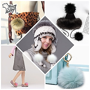 Furryvalley Faux Fur Pompom 6pcs DIY Crafts Fluffy Balls for Hat Shoes Scarves with Snap Fastener Removable Knitting Hat Horse Riding Hat Silk Accessories 6 Inch Extra Large(Brown)