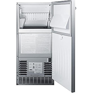 Summit BIM68OSPUMP Commercially Listed Outdoor Ice Maker with 62 lb Daily Production 26 lb Storage Professional Handle Ice Scoop in Stainless Steel