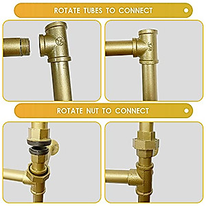 Industrial Pipe Clothing Rack, Golden Pipe Clothes Rack Wall Mounted With 2 Tier Real Wood Shelves Attach To The Wall Sturdy And Stylish Industrial Garment Rack Hold The Clothes Display The Clothes