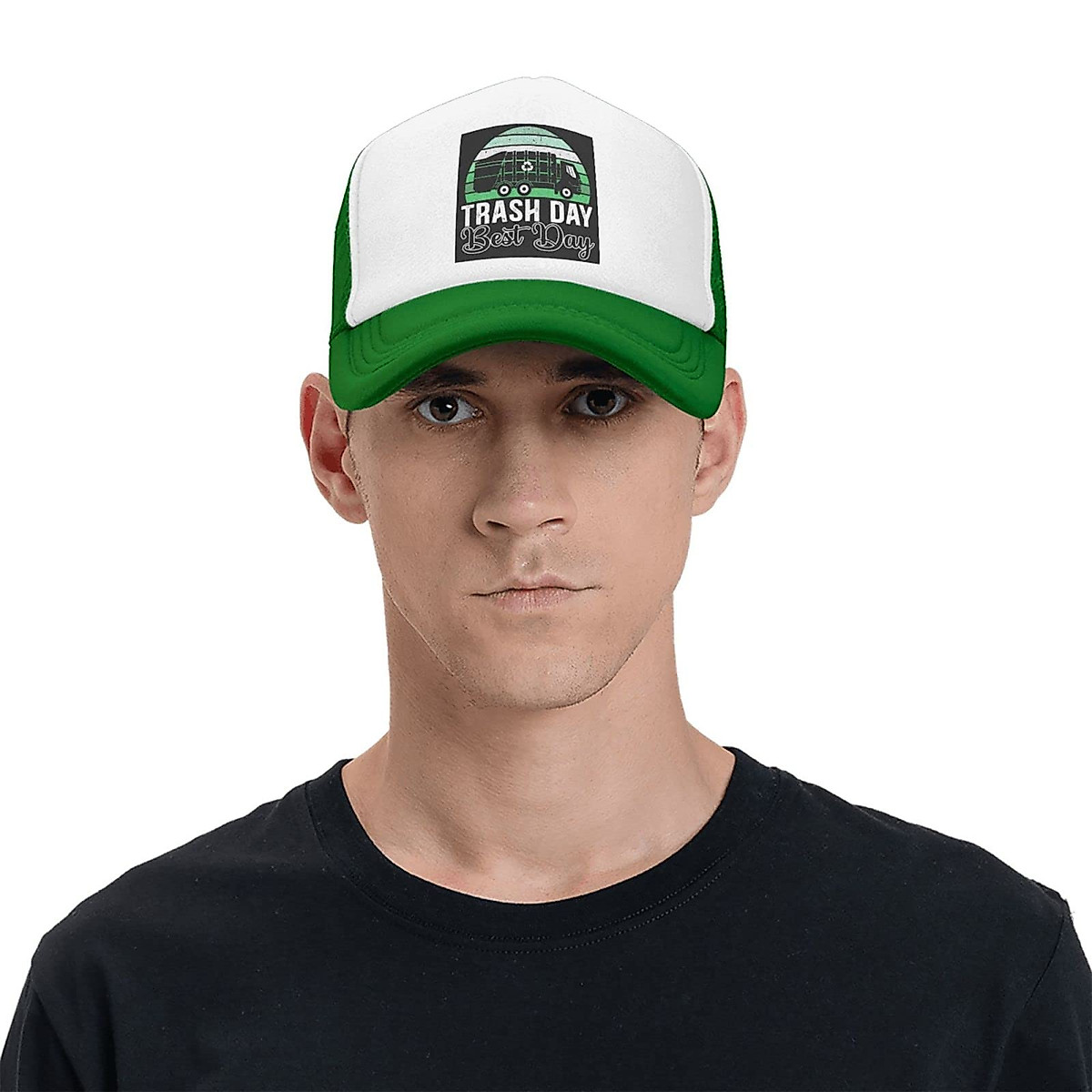 Trash Day Best Day Waste Management Garbage Truck Trucker Hat Green Men Mesh Back Adjustable Women Sun Summer Snapback Dad Baseball Cap
