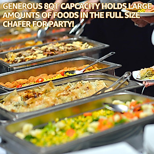 JSTUOKE 4 Pack Chafing Dish Buffet Set, 8QT Stainless Steel Rectangular Chafers and Buffet Warmer Sets for Catering, with Food & Water Pan, Lid, Foldable Frame, Fuel Holder for Event Party Holiday