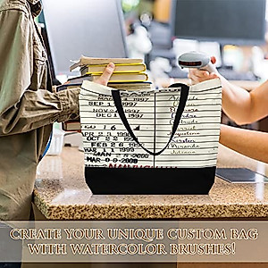 2 Pcs Library Due Date Tote Bag Library Due Date Cards Stamp Sign Canvas Toiletry Bag Vintage Tote Splicing Bag Library Book Bag Librarian Gifts for Women Teacher Graduation Book Lovers