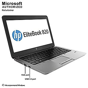 HP EliteBook 820 G2 12.5in Laptop, Intel Core i5-5300U 2.3GHz, 8GB Ram, 256GB Solid State Drive, Windows 10 Pro 64bit (Renewed)