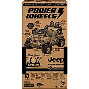 Power Wheels Disney Pixar Toy Story Jeep Wrangler, 12V battery-powered ride-on vehicle for preschool kids ages 3-7 years