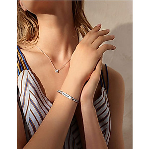 FindChic Custom ID Bar Bracelets for Men Women Stainless Steel Chunky Cuban Link Chain 7inch Wrist Links Inspiration Bracelets Couples Name Plate Matching Bangles Jewelry Gift