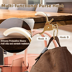 MAGTOBO Handbag Holder More Versatile Purse Hook Hanger for Table with Circular Carabiner Clip Fits on Car, Back of Chairs, Door..