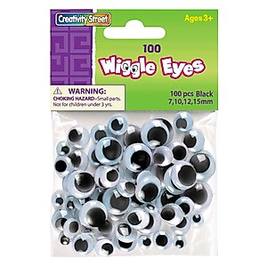 Creativity Street Wiggle Eyes Assorted Sizes, Black, 100-Piece (CKC344602)