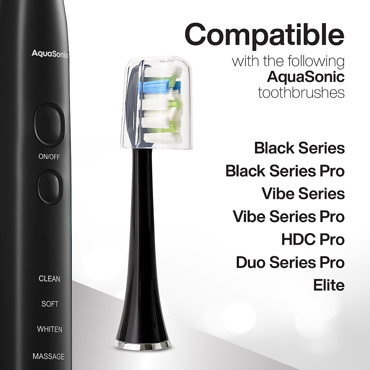 AquaSonic Duo PRO 8-Pack Replacement Brush Heads - Upgraded Proflex Brush Heads for Improved Plaque Removal - Genuine AquaSonic