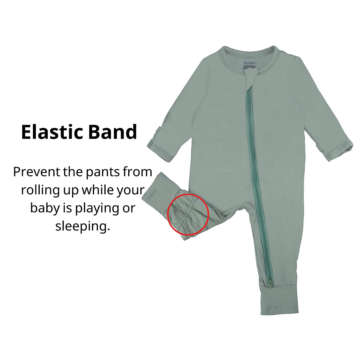 GUISBY Baby Footless Pajamas with Mittens Cuffs, Soft Rayon Double Zippers 3 Piece Sets 18-24 Months