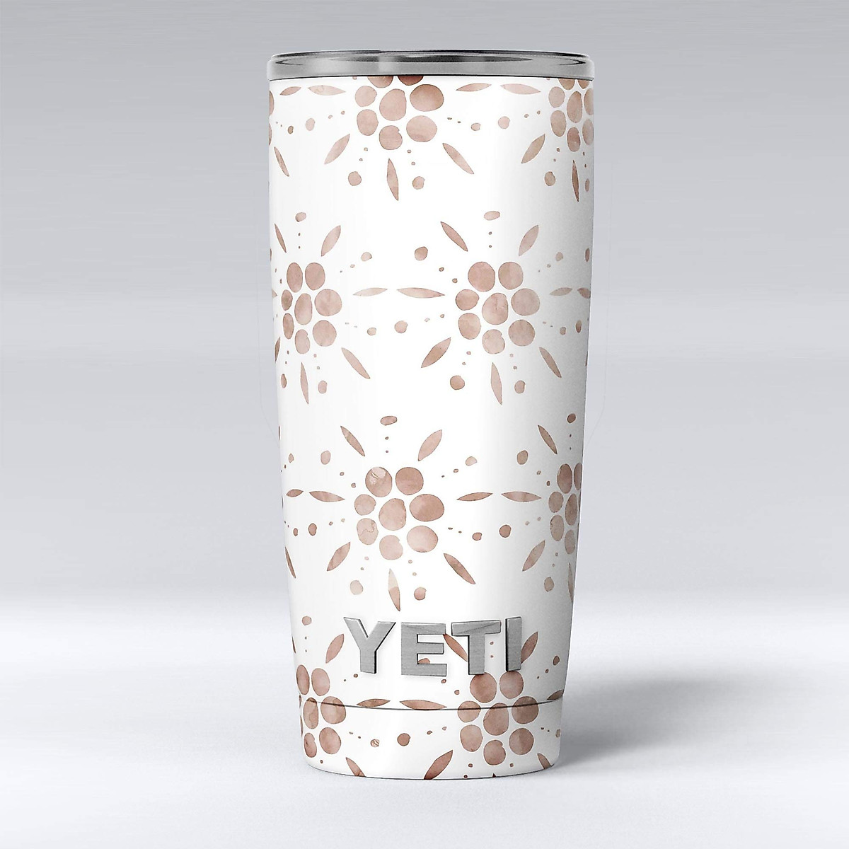 Design Skinz Brown Watercolor Flowers V1 - Skin Decal Vinyl Wrap Kit Compatible with The Yeti Rambler Cooler Tumbler Cups