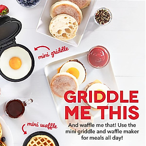 DASH Mini Maker Waffle Maker + Griddle, 2-Pack Griddle + Waffle Iron - Black
