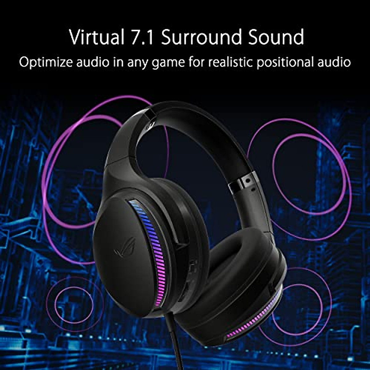 ASUS ROG Fusion II 300 Gaming Headset (AI Beamforming Mic with Noise Canceling, 7.1 Surround Sound, 50mm Driver, Hi-Res ESS 9280 Quad DAC, USB-C, for PC, Mac, PS4, PS5, Switch)- Black