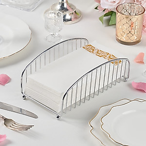 LEVIMETREE Guest Towel Silver Napkin Holder - Versatile and Modern Bathroom Napkins Guest Disposable, Premium Paper Hand Towels Kitchen Caddy, Cast Iron Silver Napkin Holder for Table and Bathroom