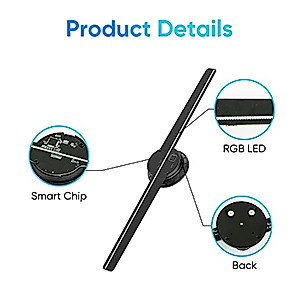 DIGISYNTHETIC 3D Holographic Fan, 224LED 16.5inch Diameter Animated projectionfan, Dispiy Air Fan Video Projector is Best for Business Store Shop Holiday Events Display, black