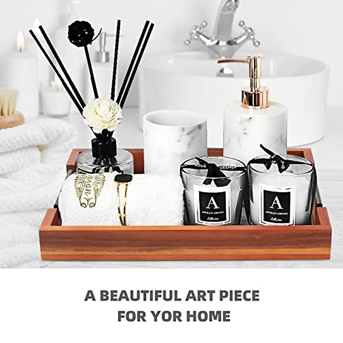 Acacia Wood Serving Tray with Handles Set of 2, Rustic Serving Tray for Ottoman, Wood Nesting Trays, Decorative Serving Trays for Breakfast in Bed,Lunch,Dinner,Coffee Table,BBQ, Party –Great for Lap