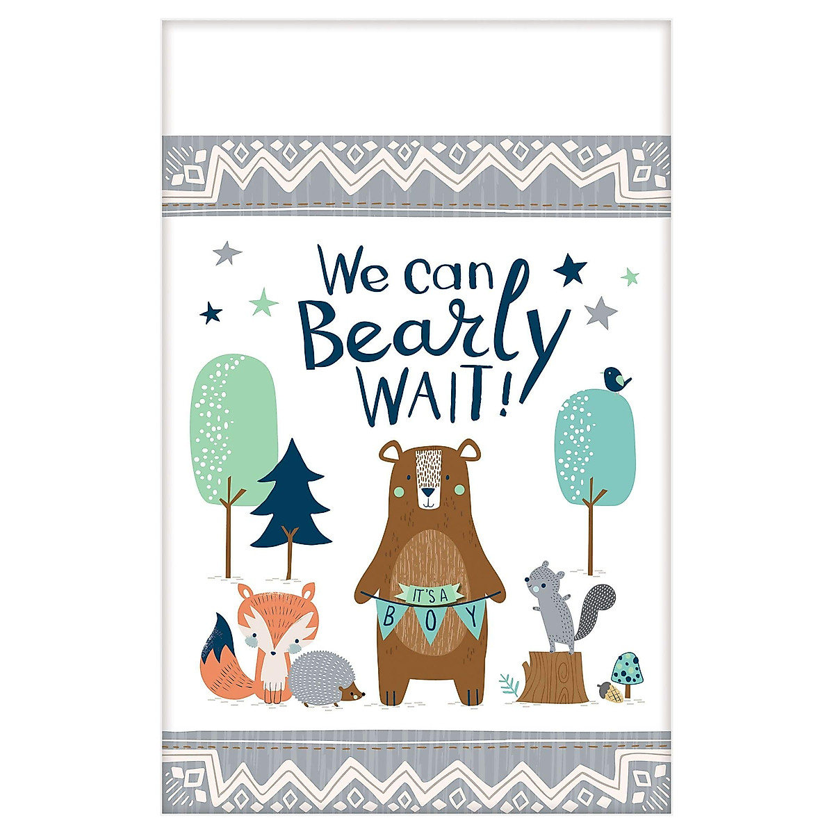 Bearâ€‘ly Wait Design Paper Table Cover-1pc