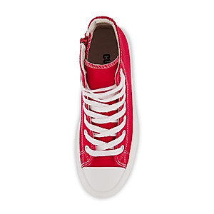 CUSHIONAIRE Women's Vespa high top Canvas Sneaker +Memory Foam and Side Zipper, Red 10 W
