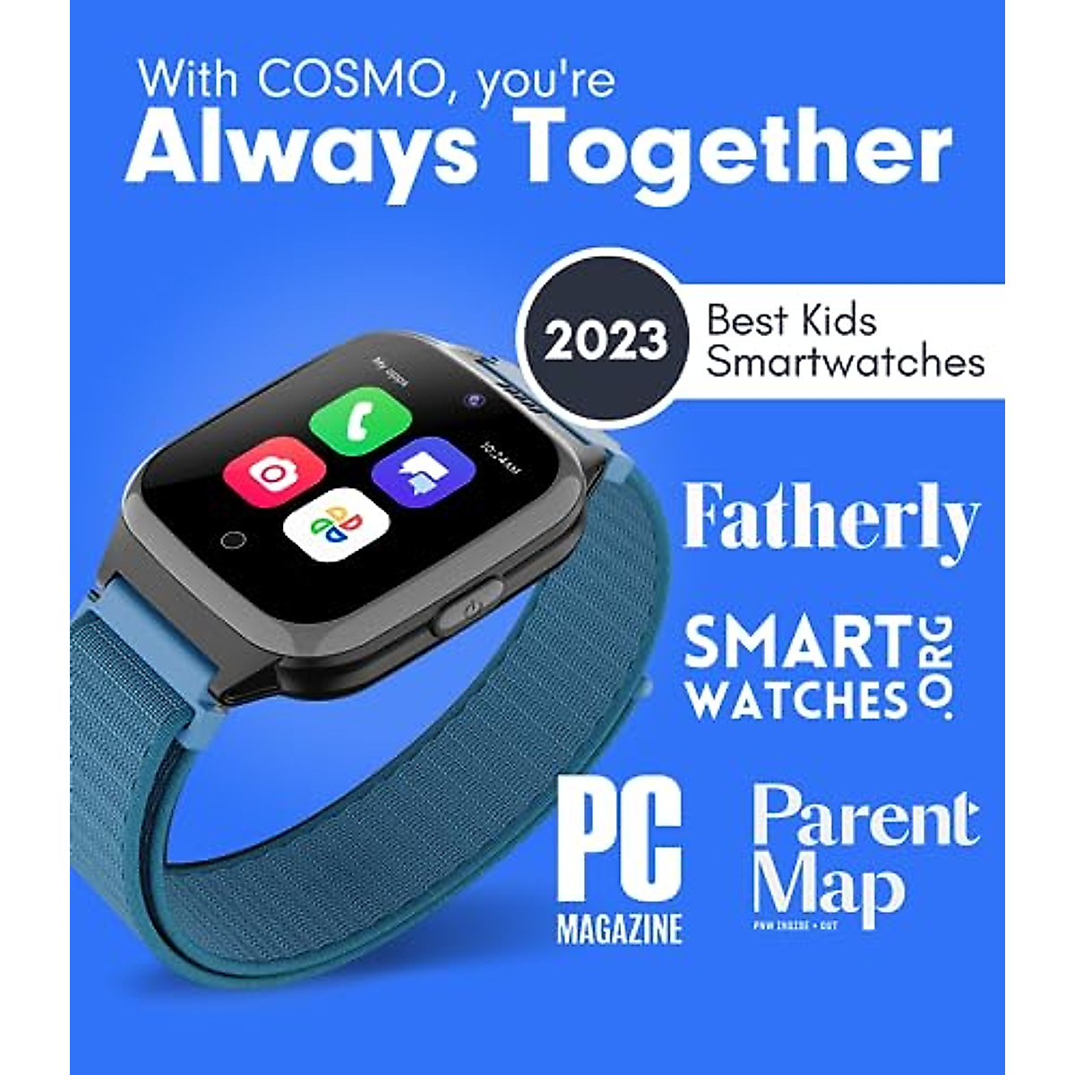 JrTrack 2 SE Smart Watch for Kids by Cosmo | 4G Phone Calling & Text Messaging | SIM Card & Flexible Data Plans | GPS Tracker Watch for Kids | Children’s Smartphone Alternative (Blue)
