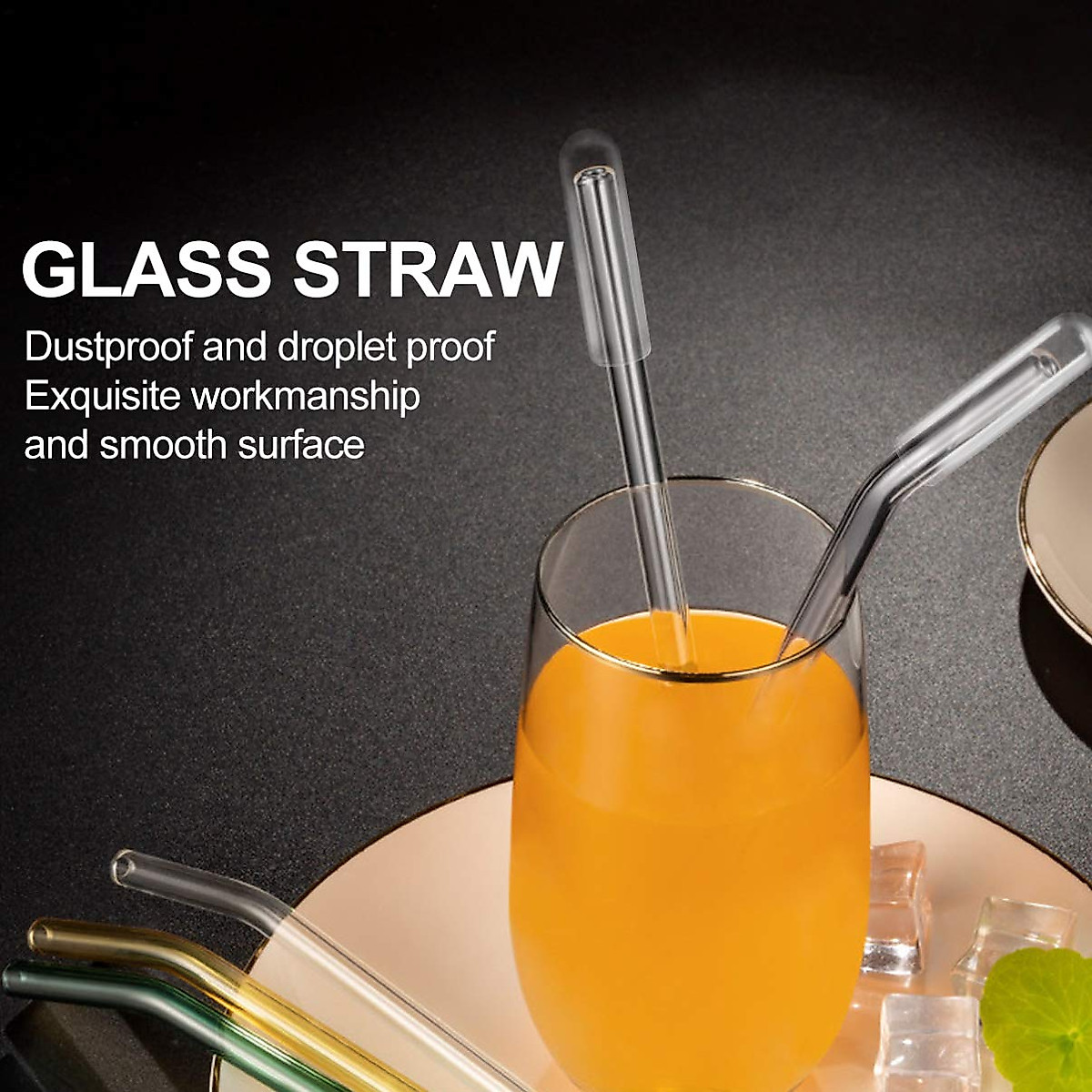 Hemoton Glass Straw Covers 10pcs Glass Straw Lid Protective Case Milk Transparent Straw Lids