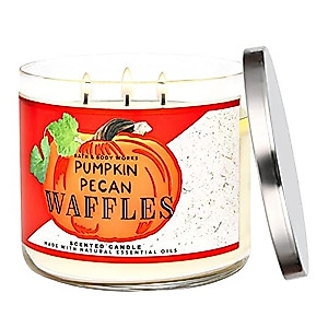 Bath & Body Works, White Barn 3-Wick Candle w/Essential Oils - 14.5 oz - 2021 Autumn! (Pumpkin Pecan Waffles)