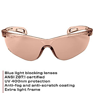 NoCry Lightweight Blue Light Blocking Glasses with Orange Lenses, Anti Fog and Anti Scratch Coating and UV 400 Protection; ANSI Z87.1 Certified
