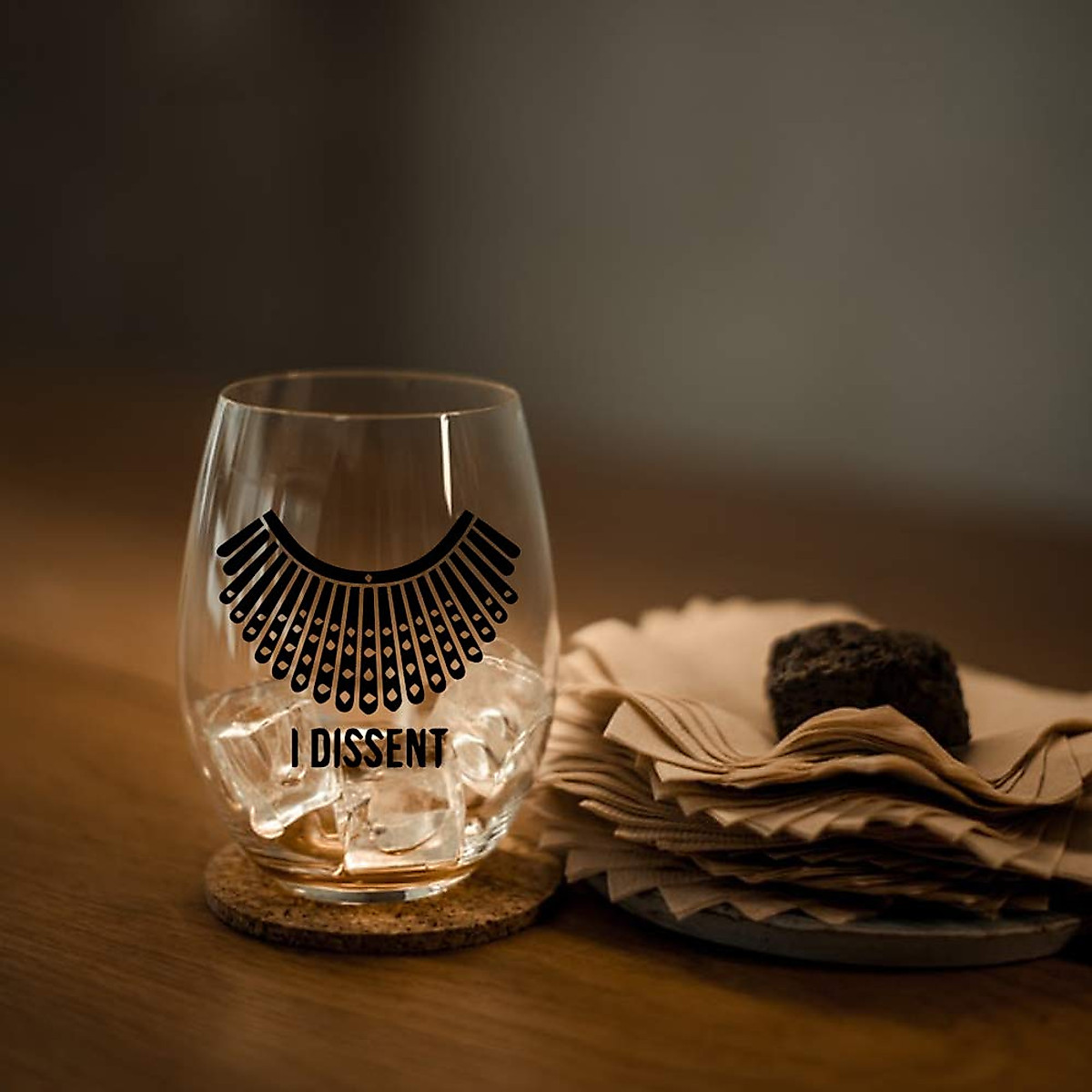 Perfectinsoy RBG I Dissent Wine Glass with Gift Box, Funny & Humorous Feminist Gifts for RBG Fan, Women, Sisters, Mothers, Boss, Colleagues, Unique Patriotic Glassware Celebrating Women’s Rights