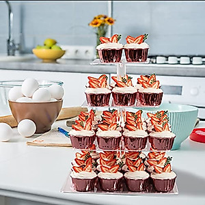 Yumhouse Cupcake Stand for 50 Cupcakes,4-Tier Acrylic Cupcake Tower Holder,Cupcake Holder,Dessert Stands with LED Light String for Cupcake Display,Wedding,Birthday,Baby Shower