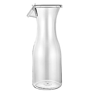 Carafe Juice Jar Beverage Decanter, Clear Acrylic Wine / Juice Decanter with Lid, 20 oz.