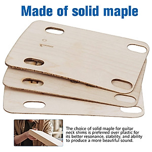3 Pcs Guitar Neck Shims, Made of Canada Solid Maple, Protective Guitar Neck Gasket for Bolt-on Neck, 0.25°, 0.5°, and 1°Degree Guitar Plate for Guitar and Bass Repair