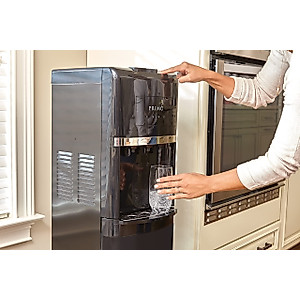 Primo Bottom Loading Water Dispenser, 3 Temp (Hot-Cool-Cold) Water Dispenser for 5 Gallon Bottle w/Child-Resistant Safety Feature, Black with Black Stainless Door